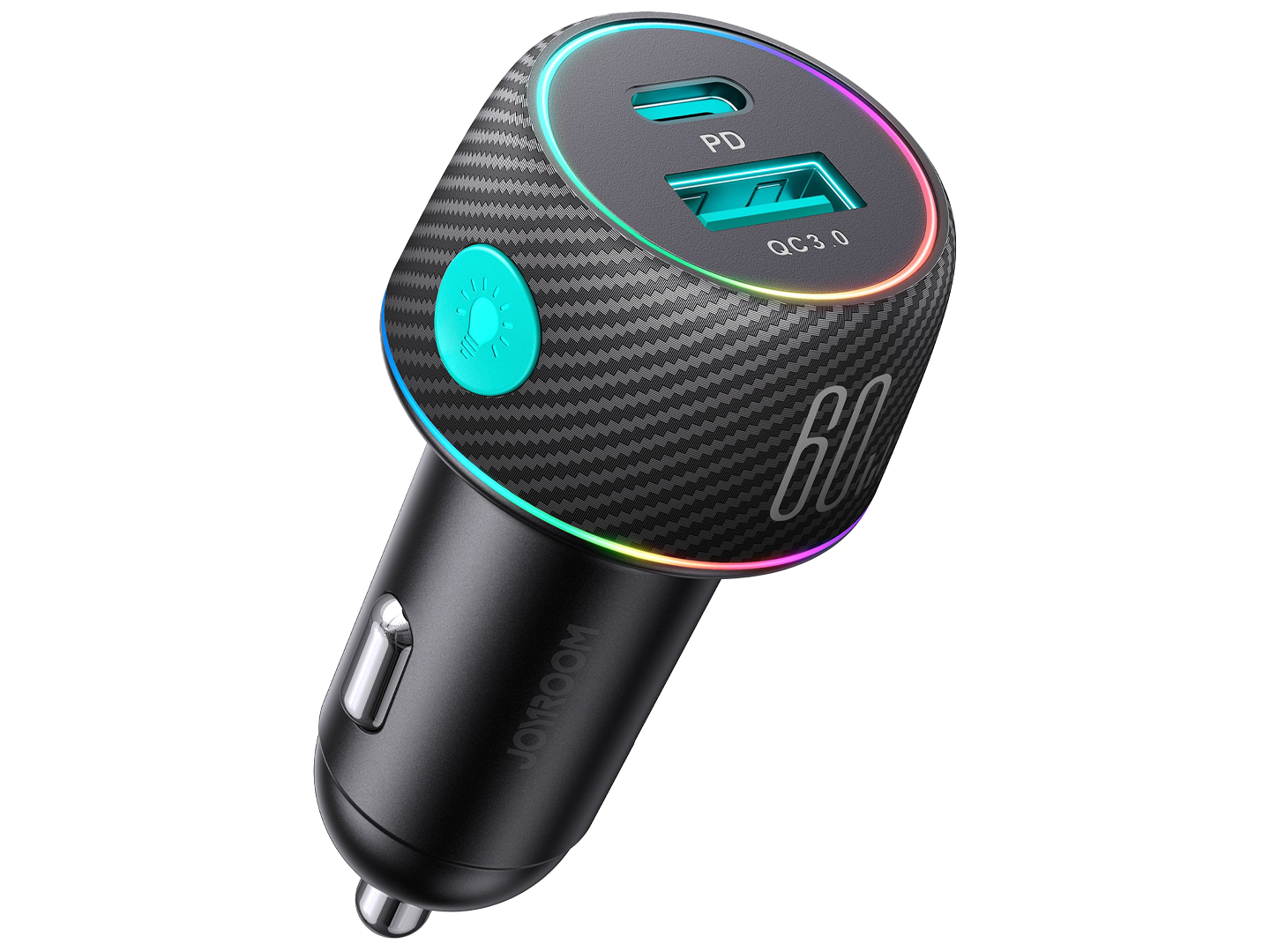 JoyRoom JR-CCN01 60W 1A+1C Multi-Color Car Charger with Light Button ...